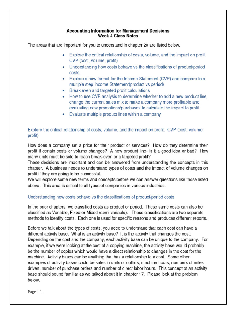 CVP Analysis & Cost Behavior Guide | PDF | Business Economics | Financial Accounting