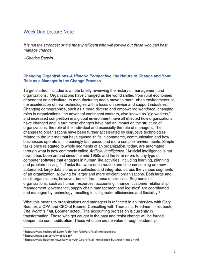 Week One Lecture Note | Download Free PDF | Thought | Extraversion And Introversion