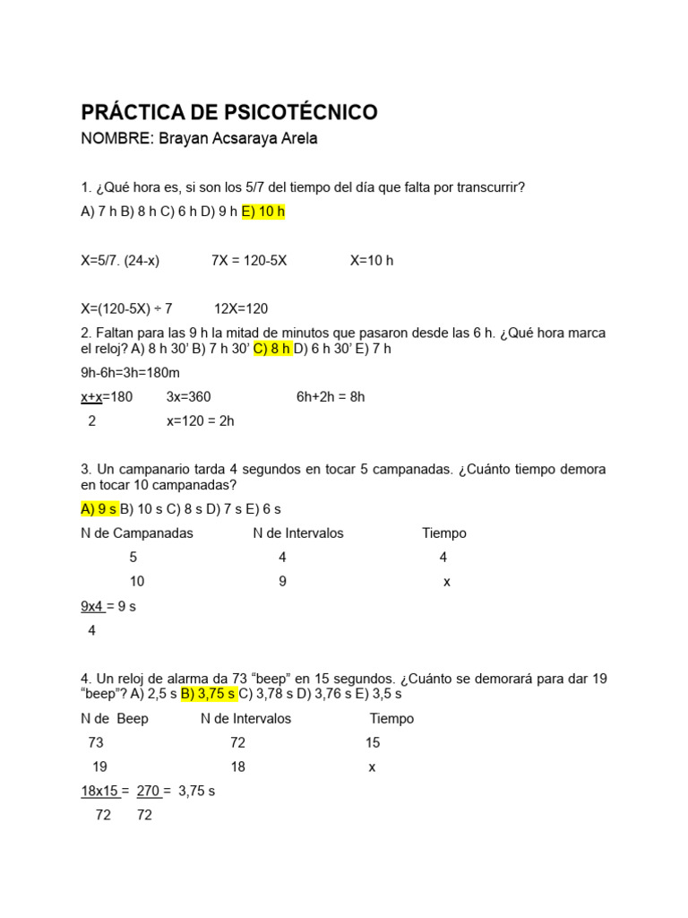 PRÁCTICA DE PSICOTÉCNICO 2DO DE SEC | PDF