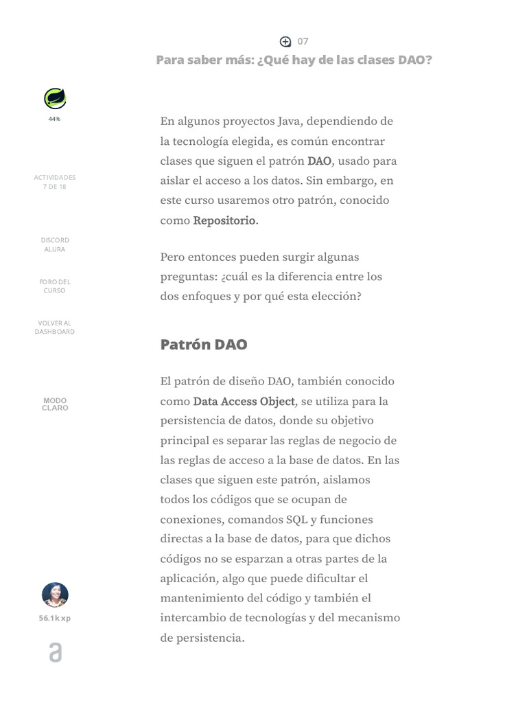 Patrón DAO: para Saber Más: ¿Qué Hay de Las Clases DAO? | PDF | Desarrollo de software | Informática