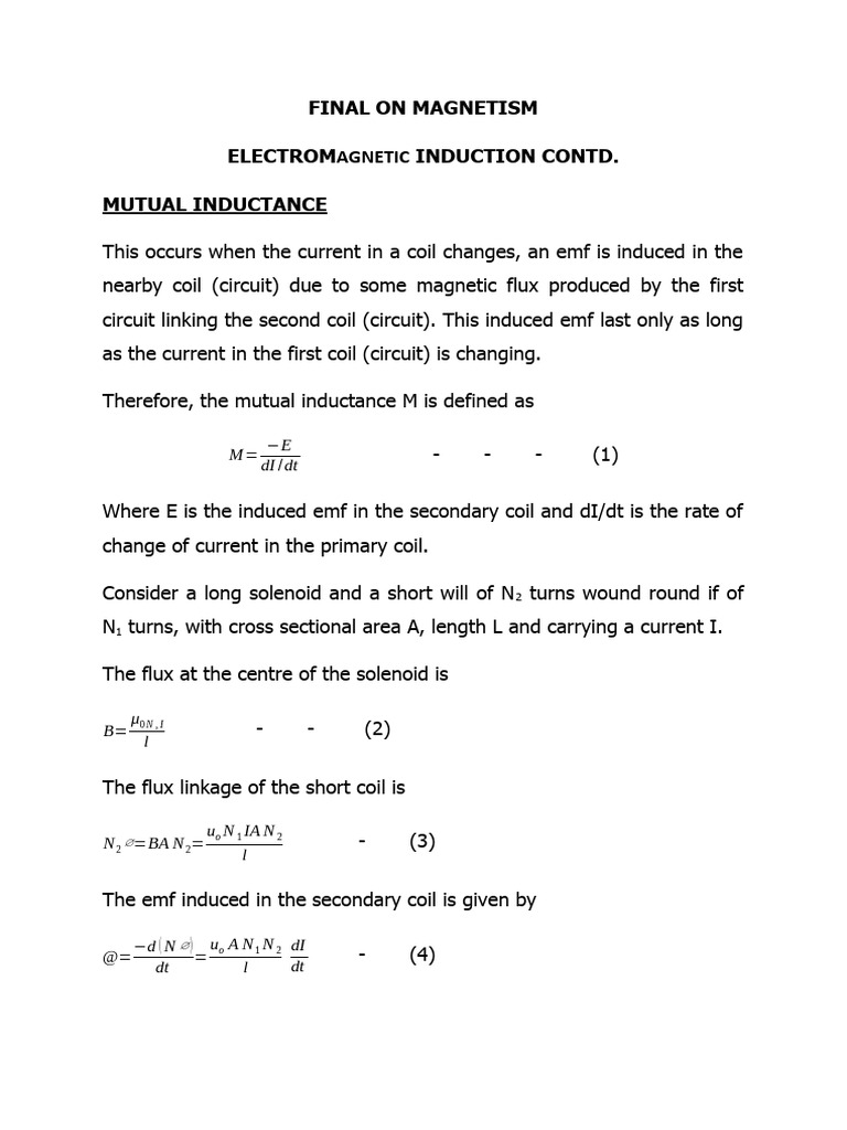 Electrometric Contd.(1) | PDF | Electromagnetic Induction | Inductor