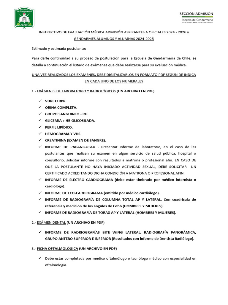 Instructivo Medico Aa.oo 2024-26 y Gg.aa 2024-25 | PDF