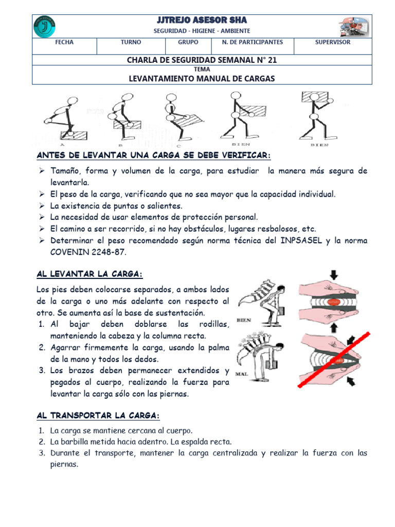 21 LEVANTAMIENTO MANUAL DE CARGAS | PDF