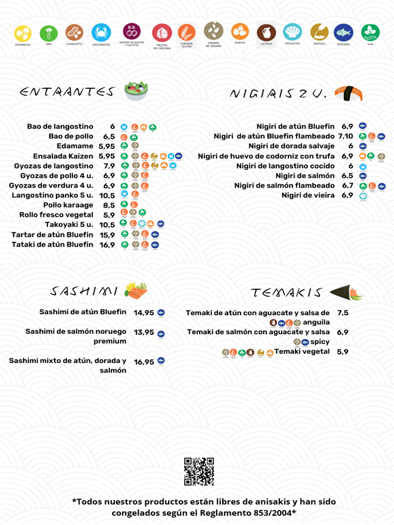 Carta de Menú en Español | PDF | Alimentos | Ingredientes de comida