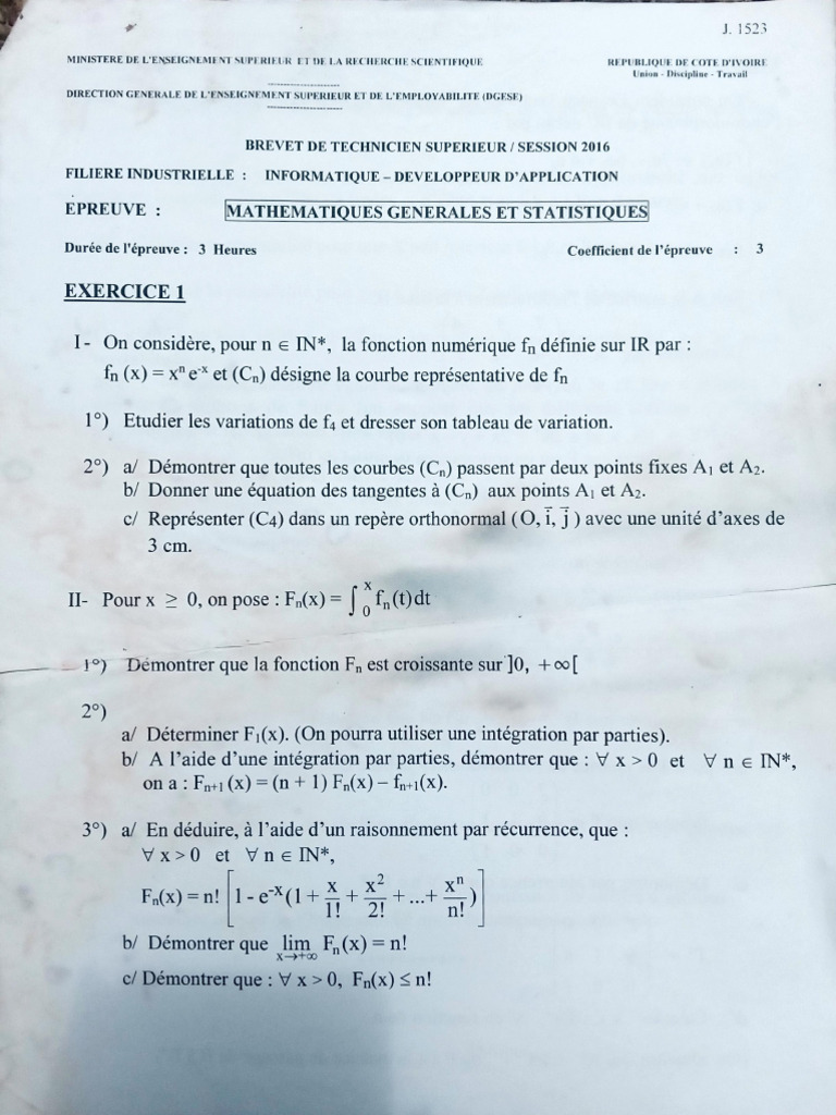 Math Général Et Statistique | PDF