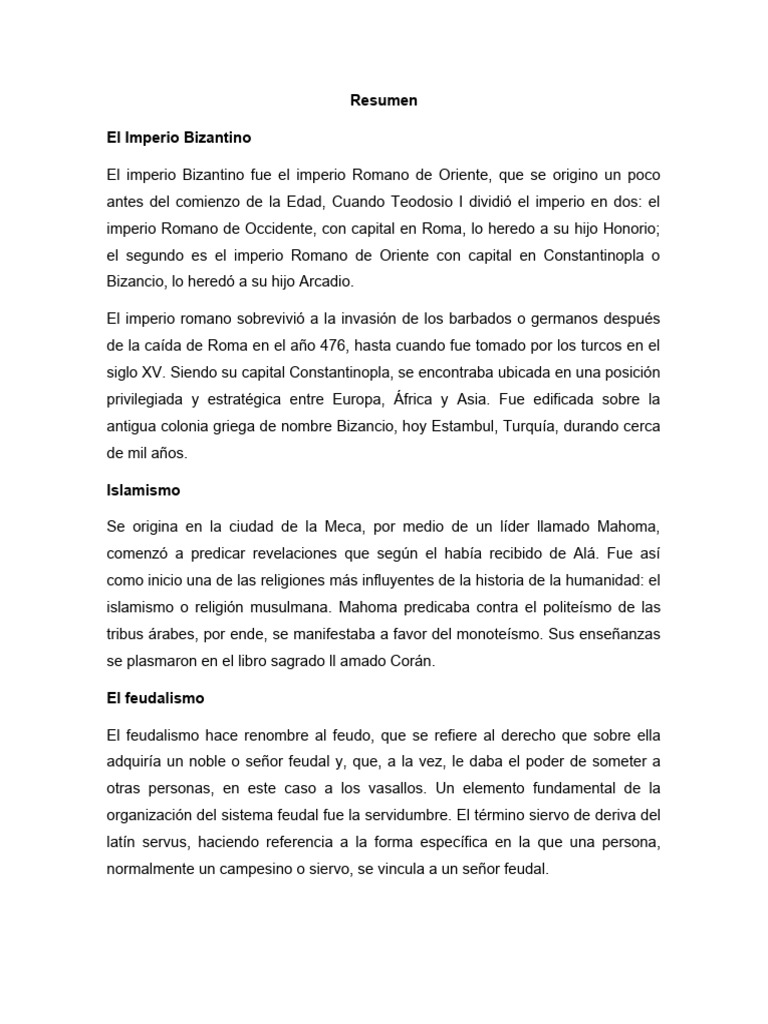 El Imperio Bizantino | PDF | Feudalismo | imperio Bizantino
