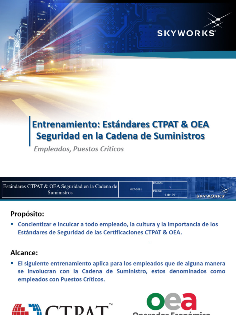 MXF-3091 Estandares CTPAT & OEA Seguridad en La Cadena de Suministros ...