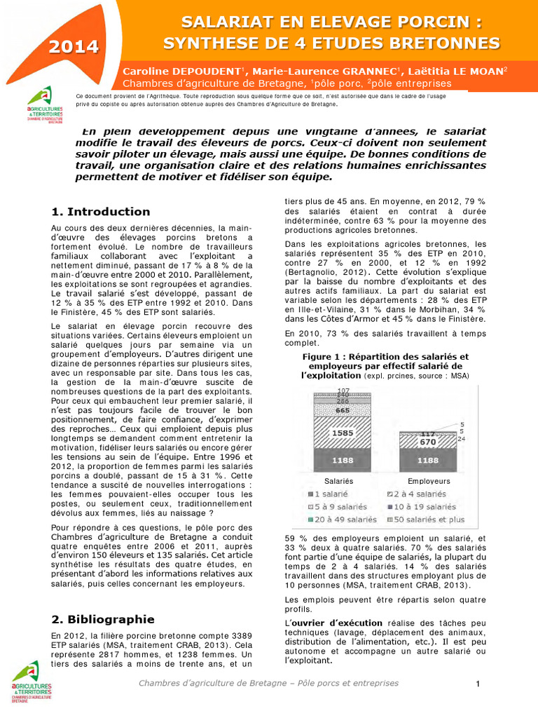 Évolution du salariat en élevage porcin | PDF | Cochon | Agriculture