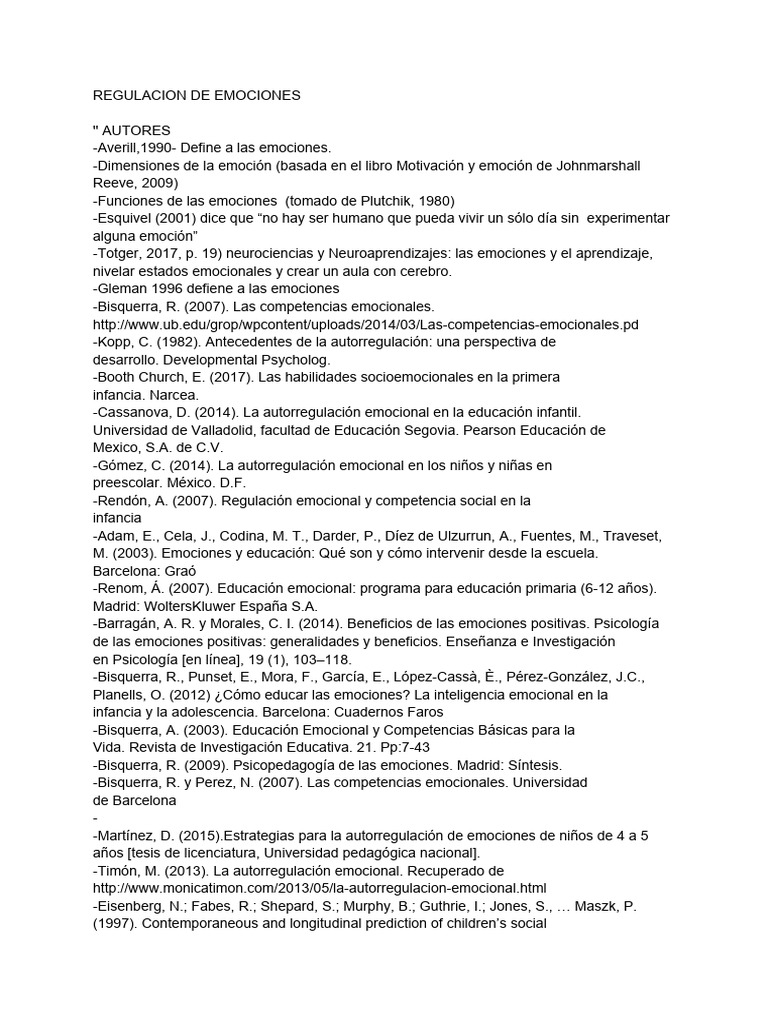 Regulacion De Emociones Pdf Las Emociones Autorregulación Emocional