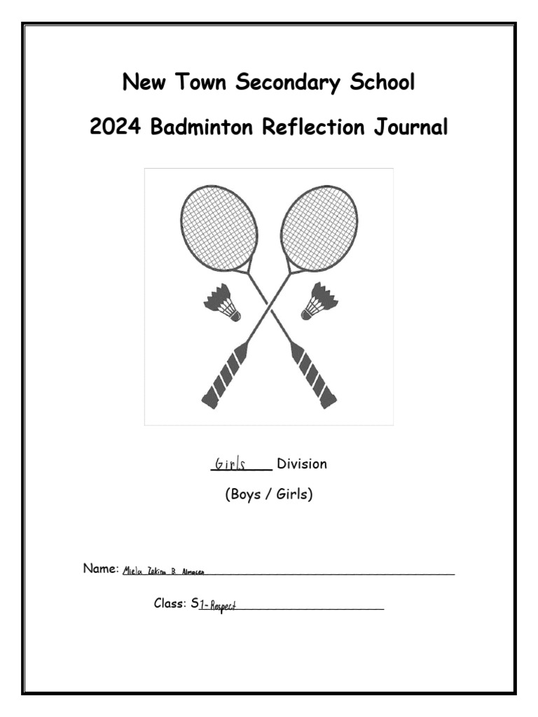 2024 Badminton Reflection Journal | PDF