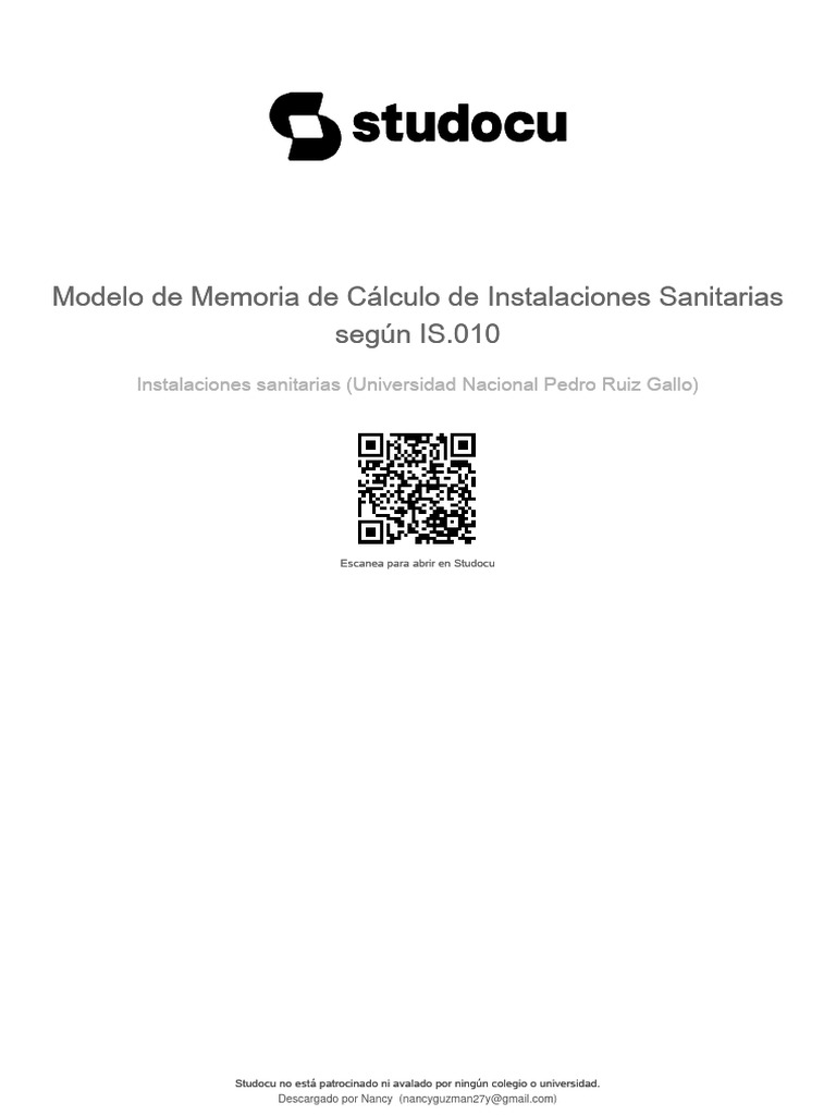 Modelo de Memoria de Calculo de Instalaciones Sanitarias Segun Is | PDF ... Modelo de Memoria de Calculo de Instalaciones Sanitarias Segun Is | PDF ...
