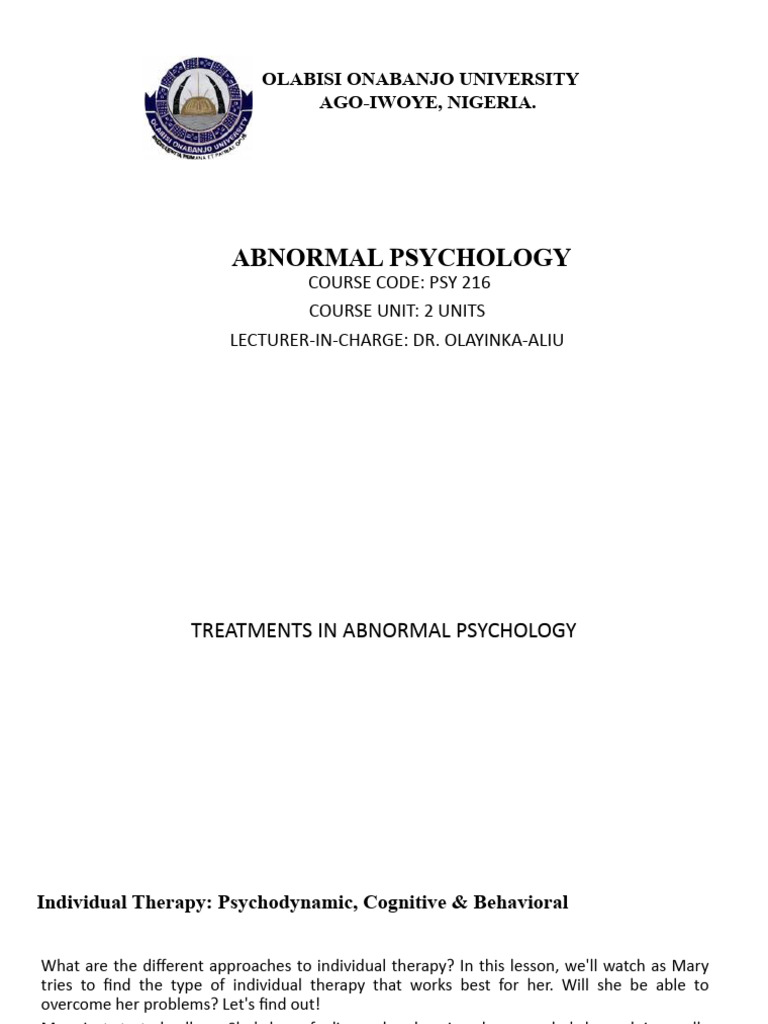 Abnormal Psychology Treatment | PDF | Psychiatric Medication ...