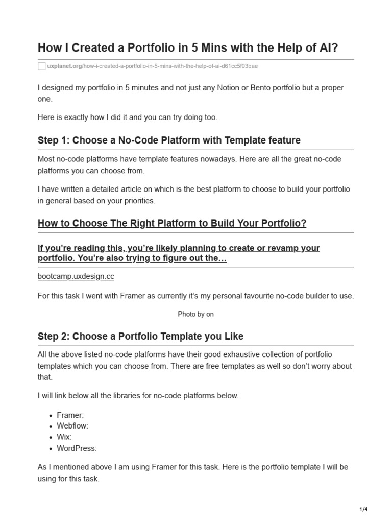 How I Created A Portfolio in 5 Mins With The Help of AI | PDF