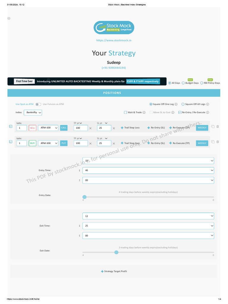 1 - Stock Mock - Backtest Index Strategies | PDF | Business | Business Law