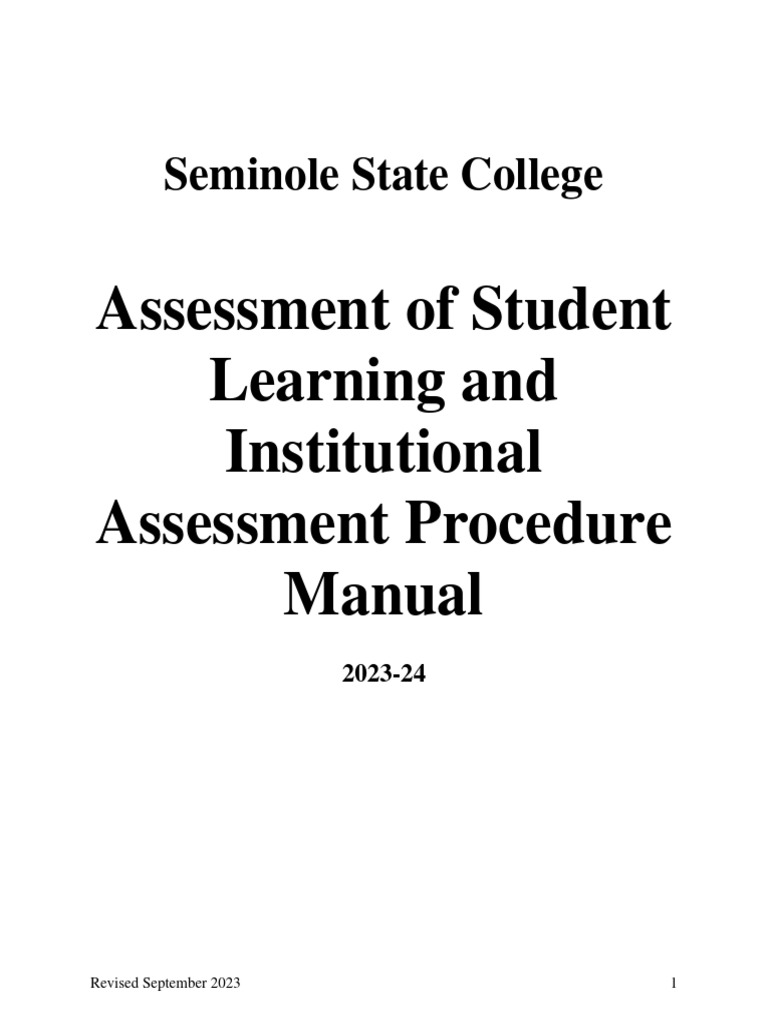 Assessment of Student Learning and Institutional Assessment Procedure ...