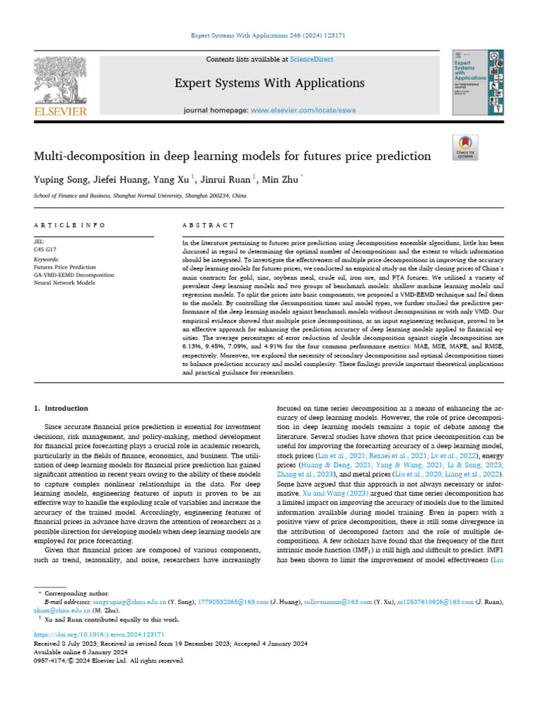 Multi-Decomposition in Deep Learning Models For Futures Price ...