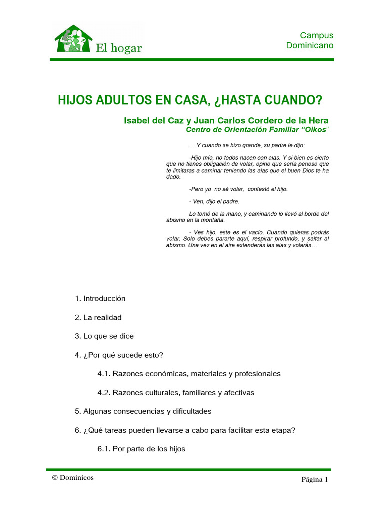 Hijos Adultos En Casa Pdf Adultos