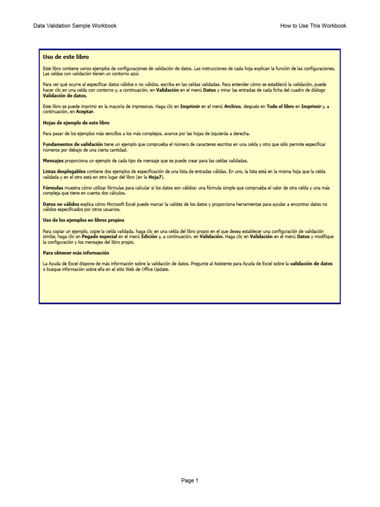Actividad 9 - Validacion de Datos ORG | PDF | Hoja de cálculo | Microsoft Excel