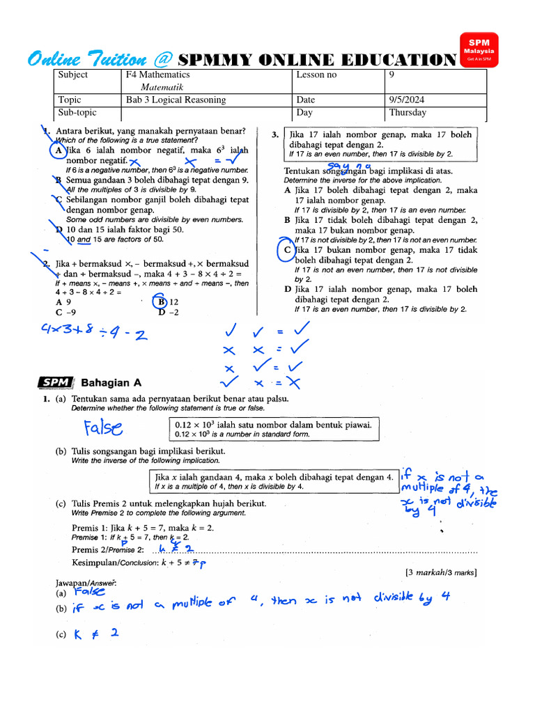 Lesson 9 Bab 3 Logical Reasoning (Part 4) Revision | PDF