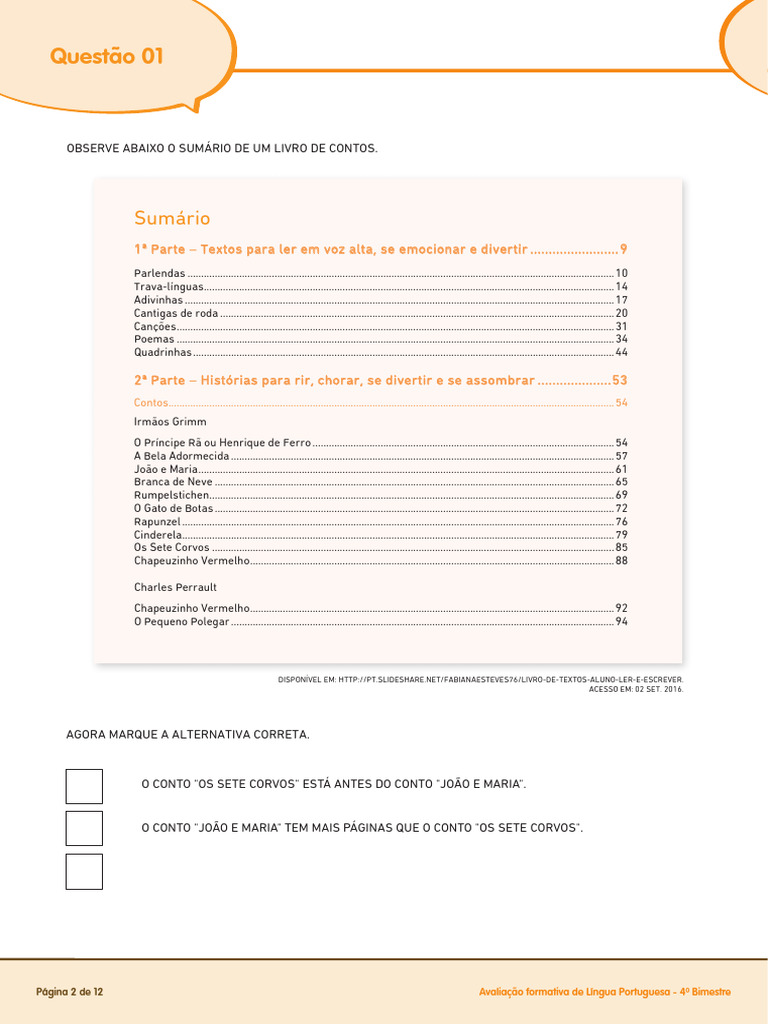 2o Ano LP Av Formativa 4b Aluno | PDF | Rapunzel | Contos de fadas europeus