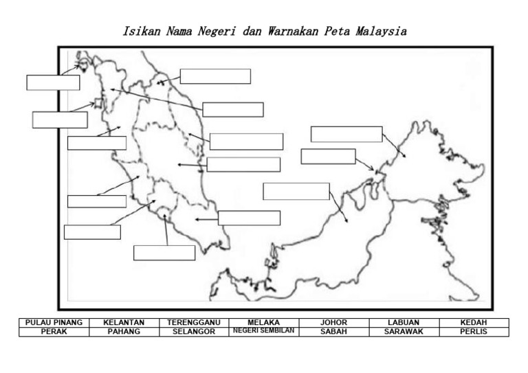 Isikan Nama Negeri dan Warnakan Peta Malaysia | PDF