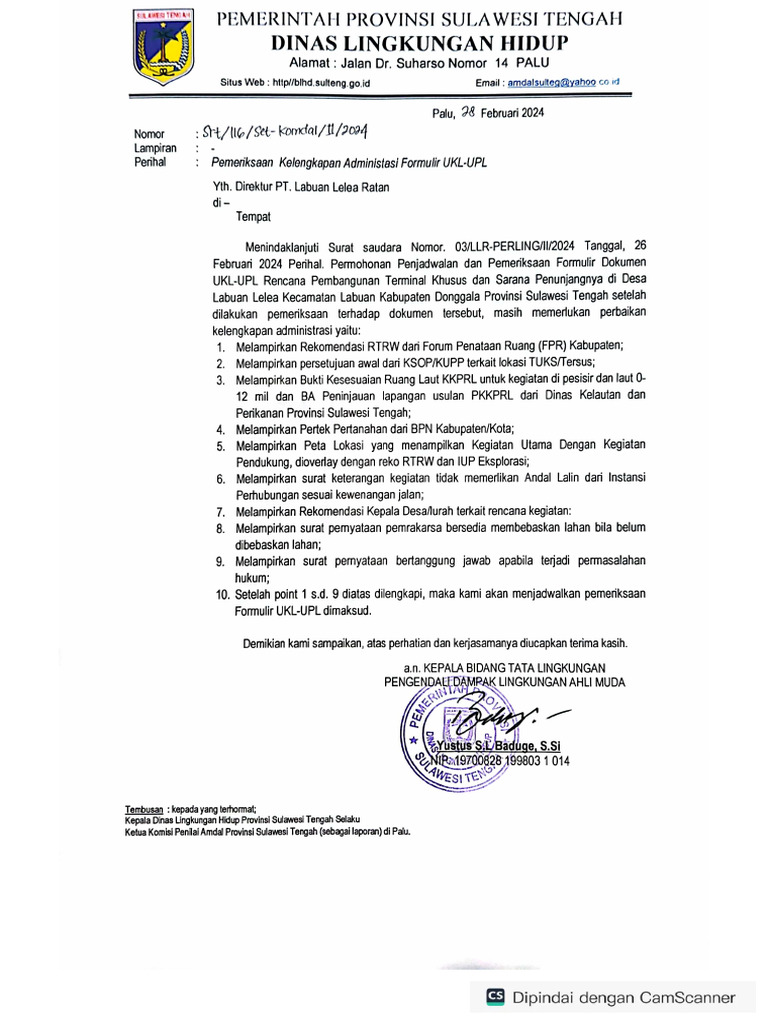 Surat Balasan PT. LLR | PDF