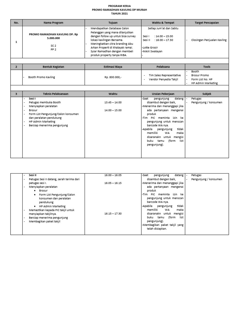 Form Program Kerja | PDF