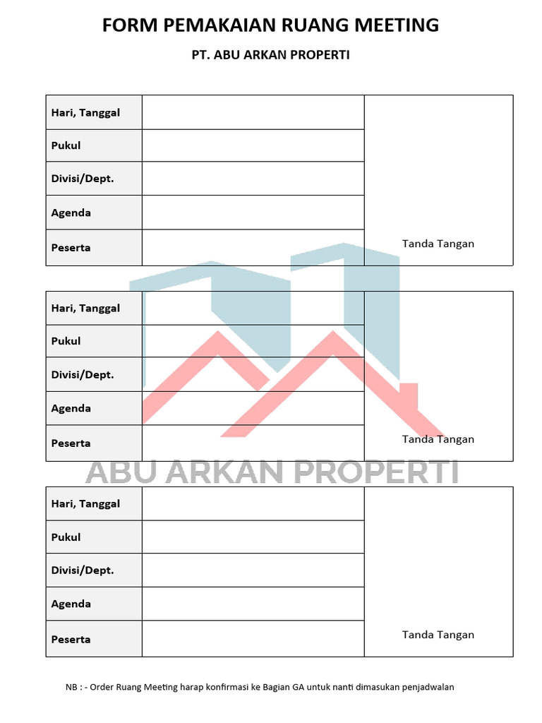 Form Pemakaian Ruang Meeting | PDF