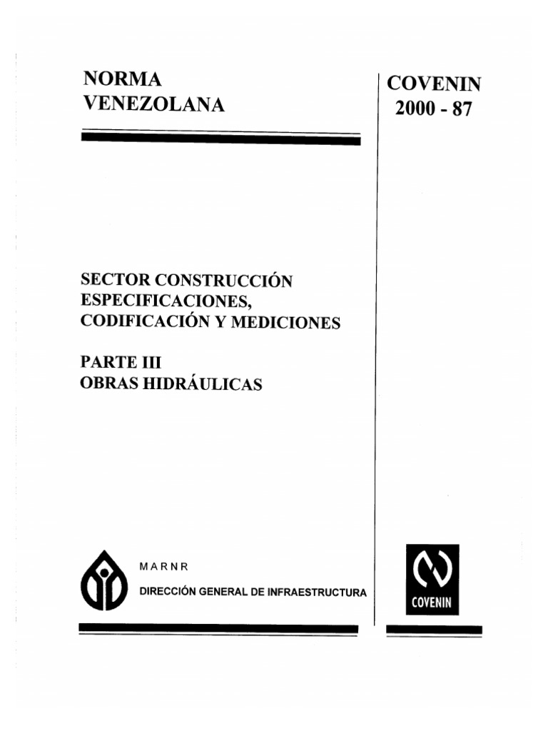 Covenin Obras Hidraulicas Parte III 2000-1987 | PDF