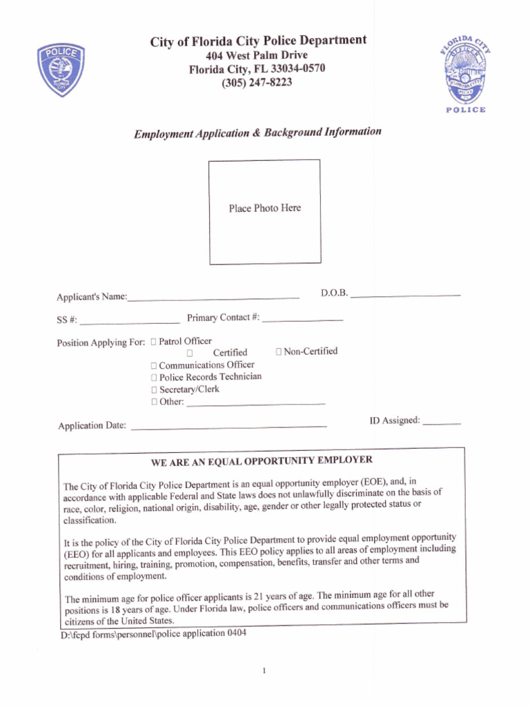 Employment Application Police | Download Free PDF | Perjury | Probation