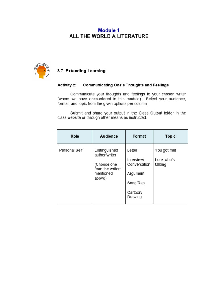 Module 1 (1.3.7.2) | PDF | Language Arts & Discipline