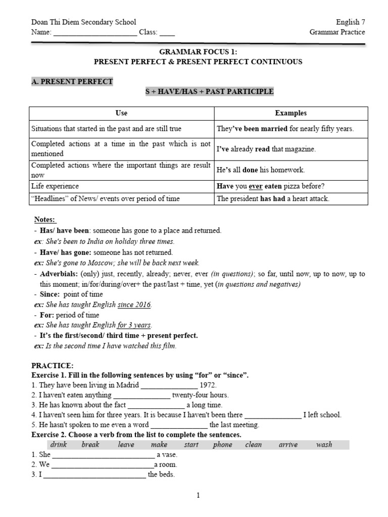 Present Perfect & Present Perfect Continuous | PDF