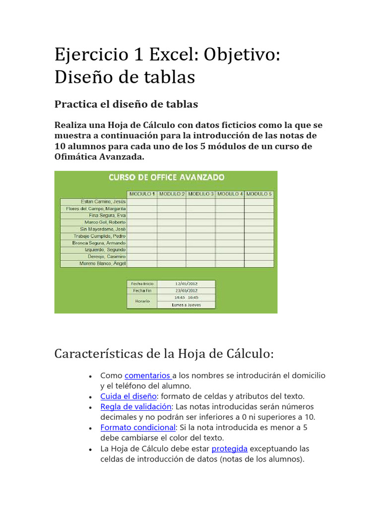 Ejercicio 1 Excel | PDF