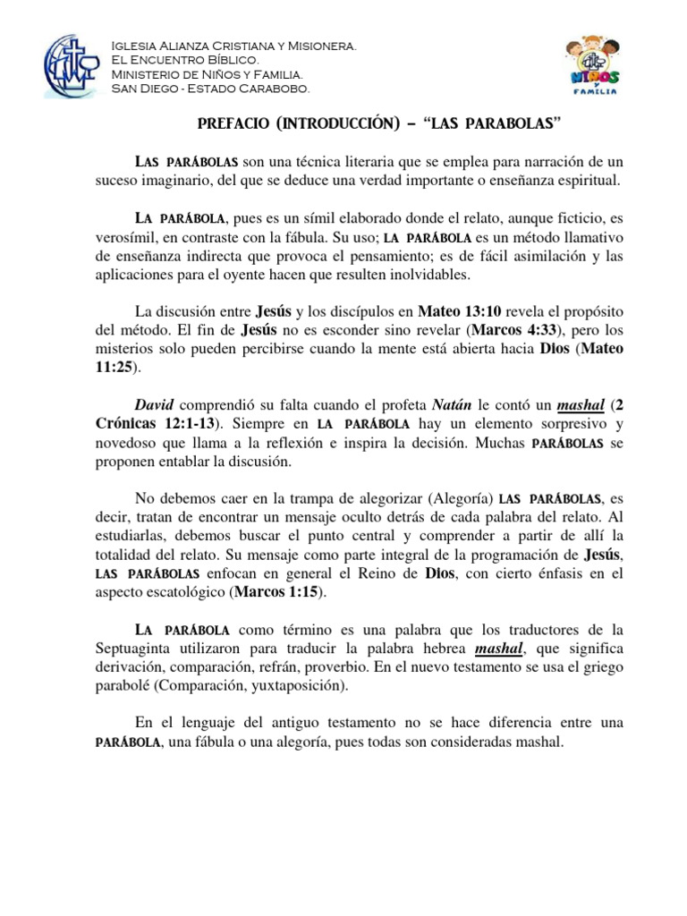 Prefacio (Introducción) - Las Parábolas | PDF