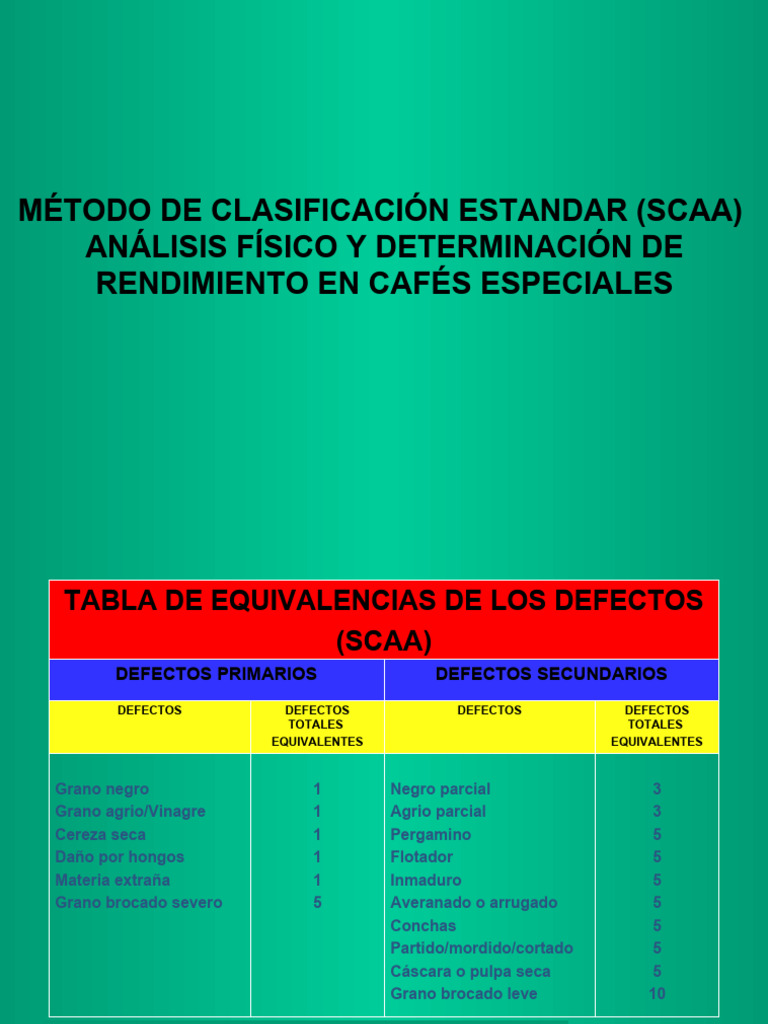 Defectos y Sus Causas Café Perú | PDF | café | Molde