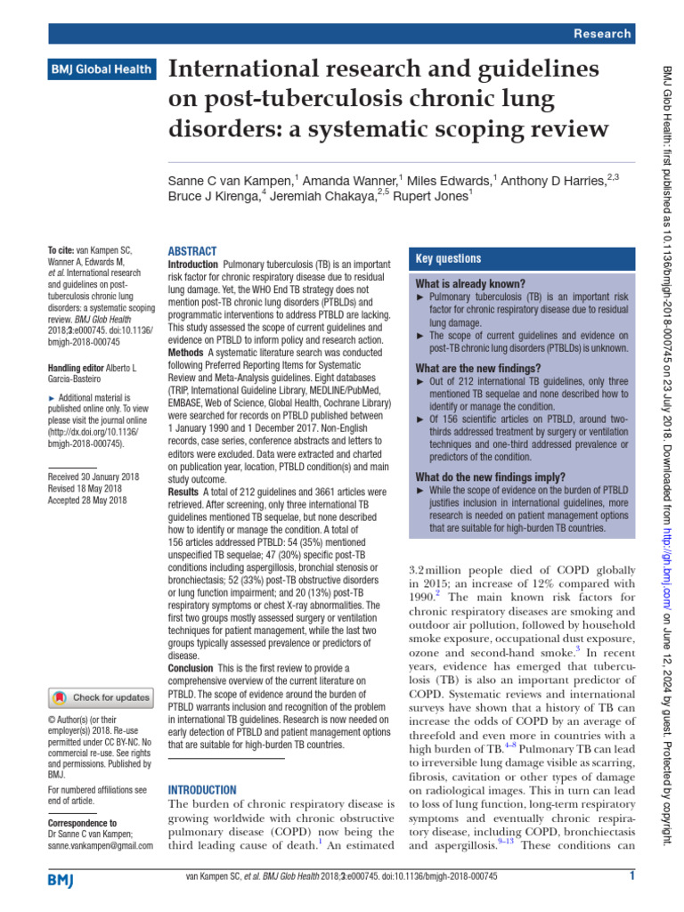 Post-Tuberculosis Lung Disorders Review | PDF | Respiratory Diseases ...