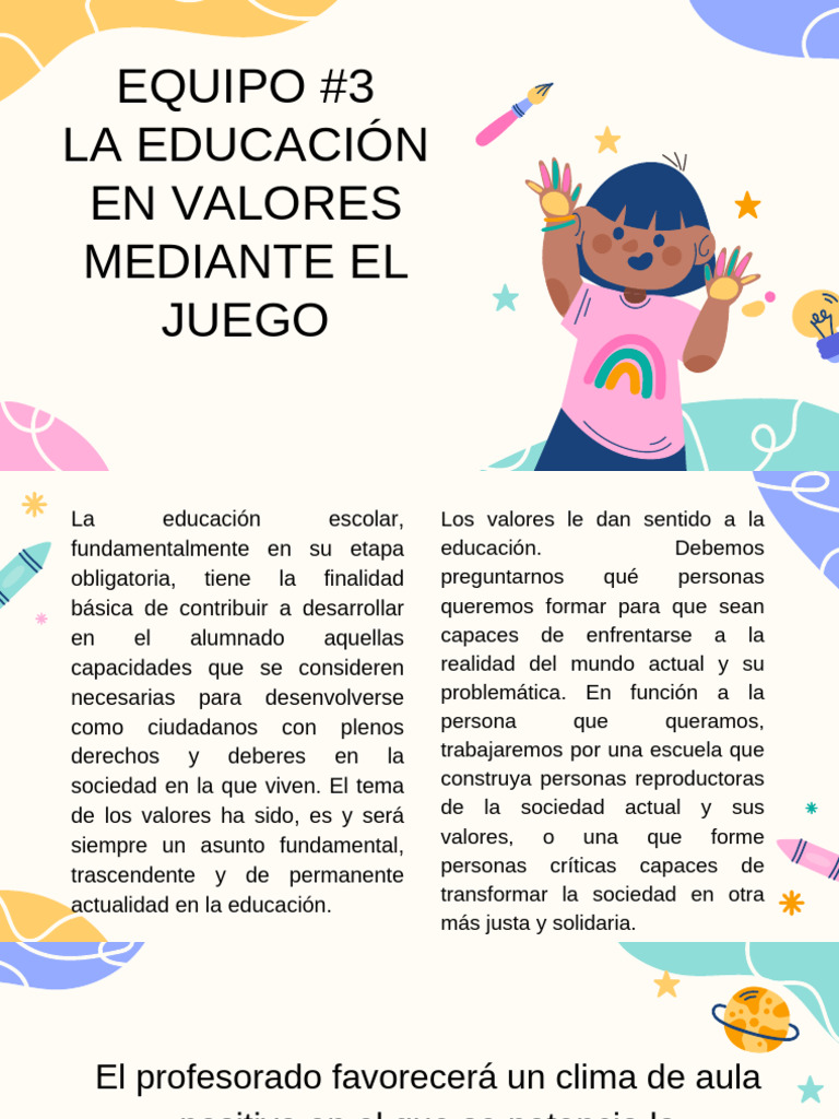 La Educación En Valores Mediante El Juego Pdf Enseñando Aprendizaje