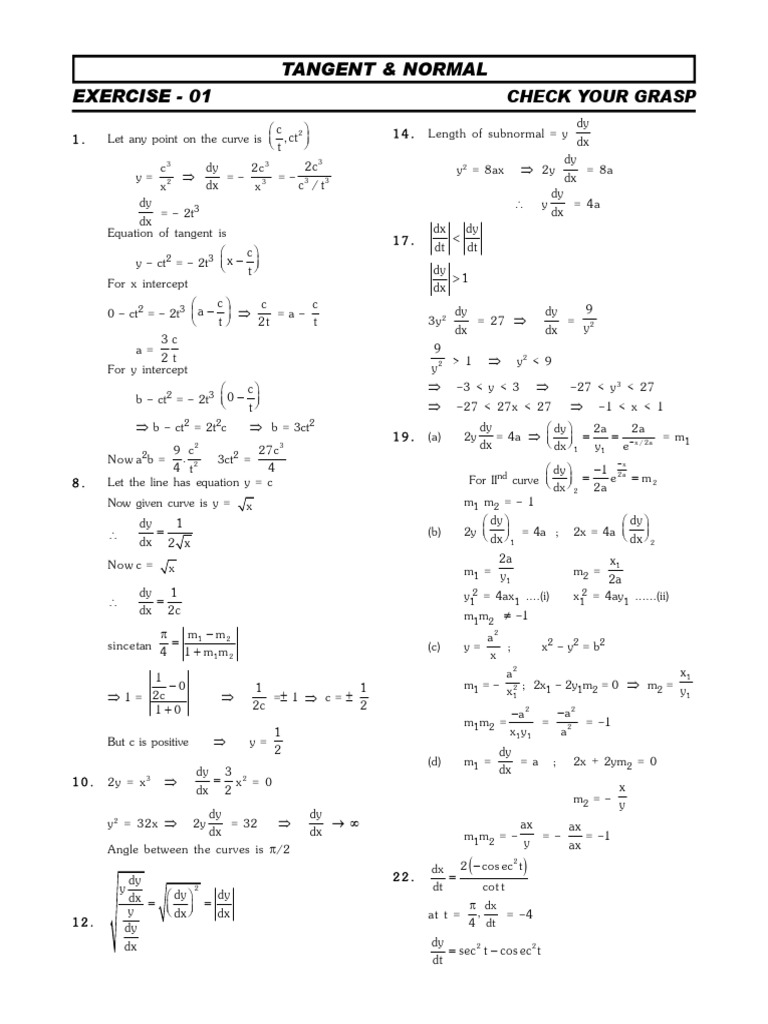 Derivative and Tangent Calculations | PDF | Tangent | Slope