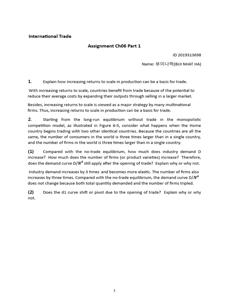 InlTrade HW Ch06 Part 1 NoAnswer PDF | PDF | Economic Equilibrium ...