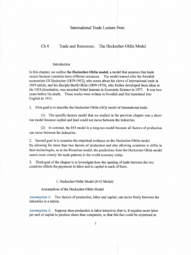 IntlTrade LectureNote Ch04 HO Model | PDF