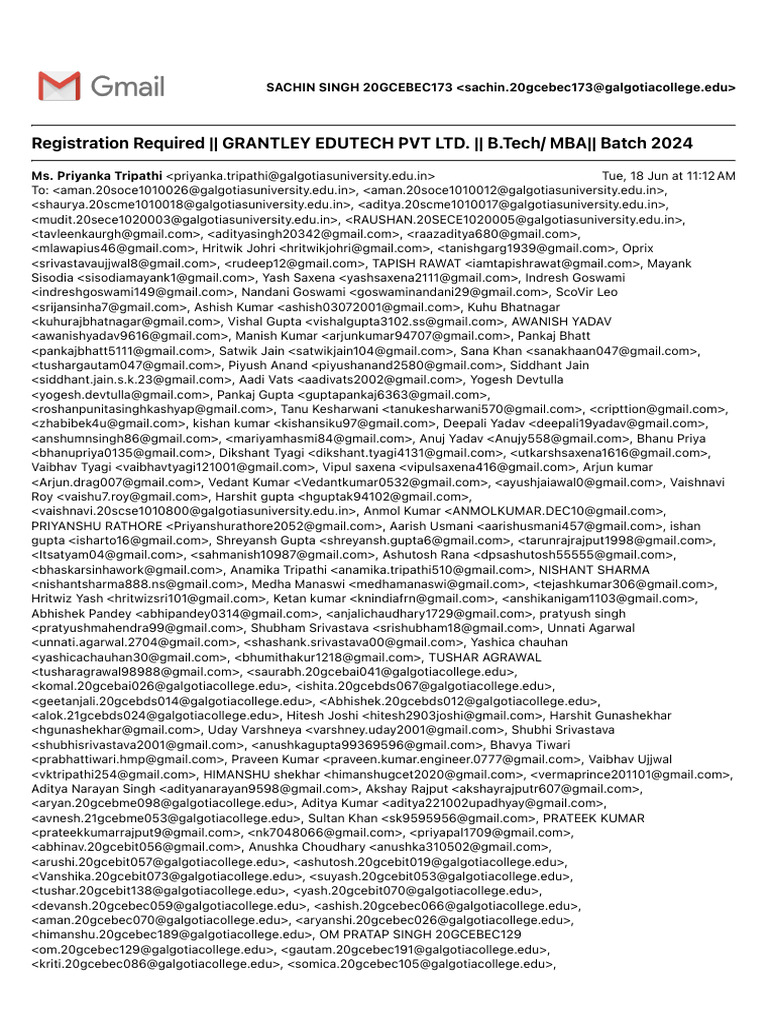 Registration Required GRANTLEY EDUTECH PVT LTD. B.Tech/ MBA Batch 2024 ...