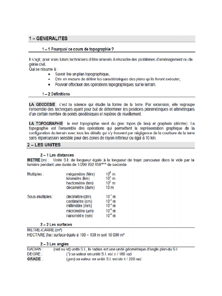 Techniques de Topométrie et Instruments | PDF | Géométrie | Arpentage