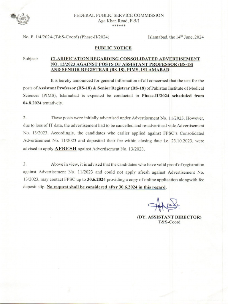 Public Notice - Consolidated Advertisement No. 13-2023-14!06!2024 | PDF