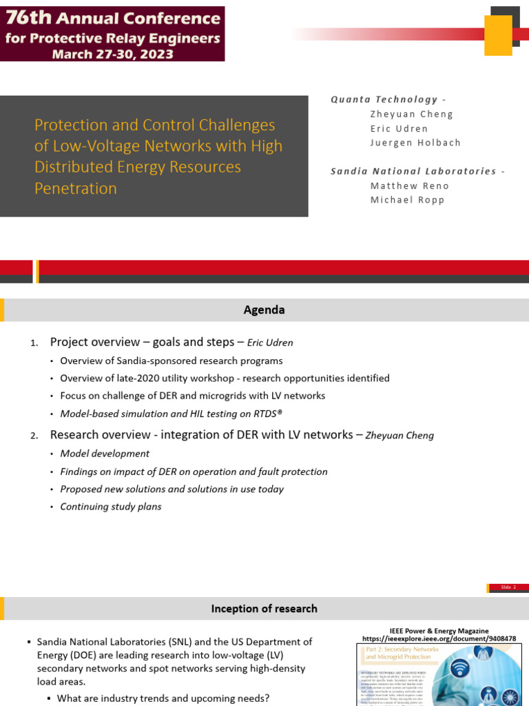 2 Quanta Sandia LV Netw Prot Present Final TAM 032823 | PDF | Distributed Generation ...