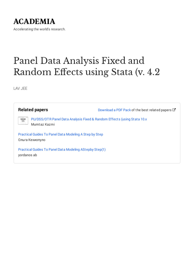 Panel101 With Cover Page v2 | Download Free PDF | Fixed Effects Model | Coefficient Of Determination