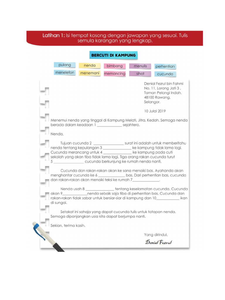 SURAT KIRIMAN TIDAK RASMI LATIHAN | PDF