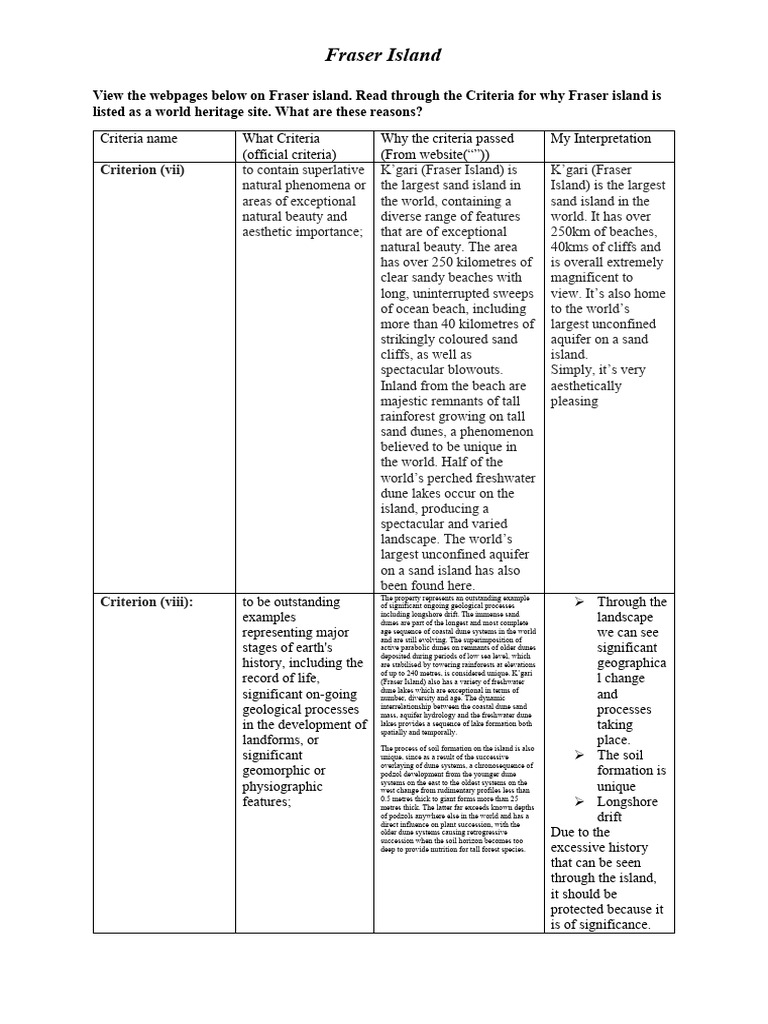 Fraser Island Case Study | PDF | Dune | Beach