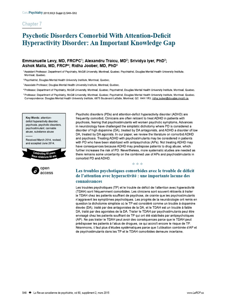 Psychotic Disorders Comorbid With Attention-Deficit Hyperactivity Diorder An Important Knowledge ...