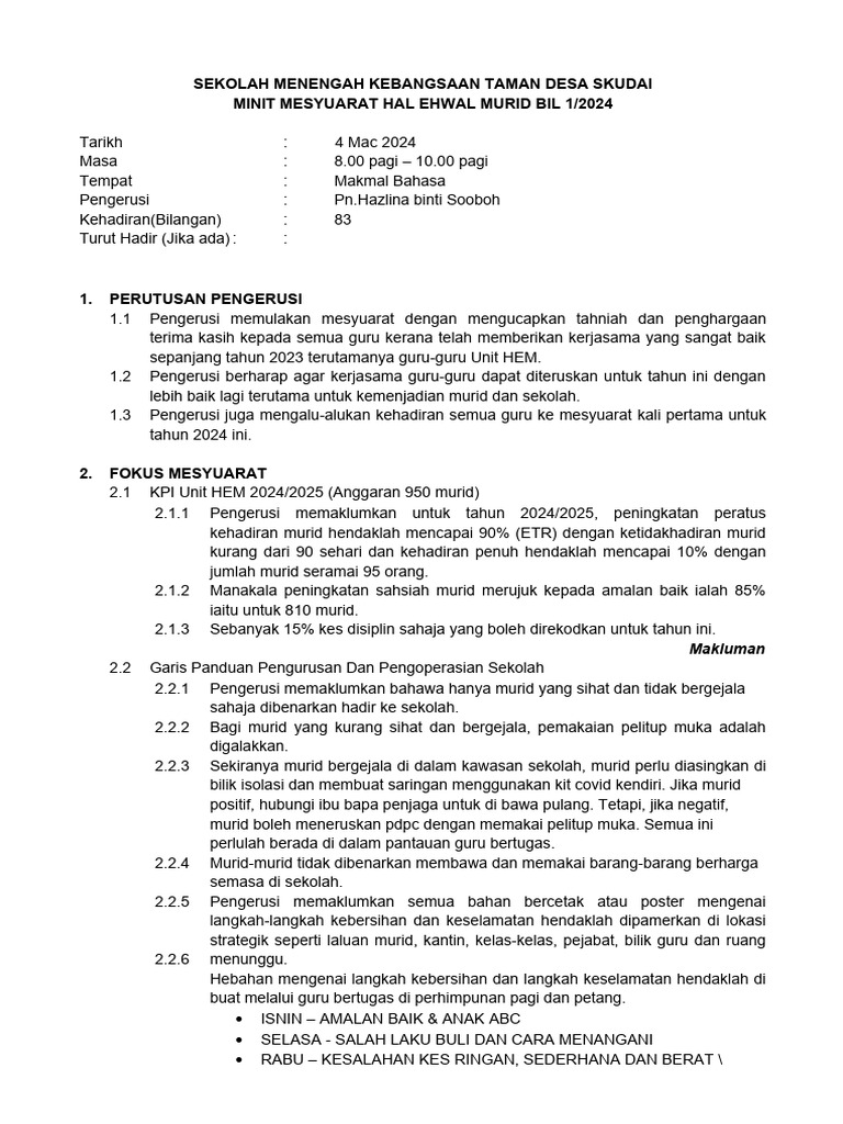 MINIT HEM 1 2024 | PDF