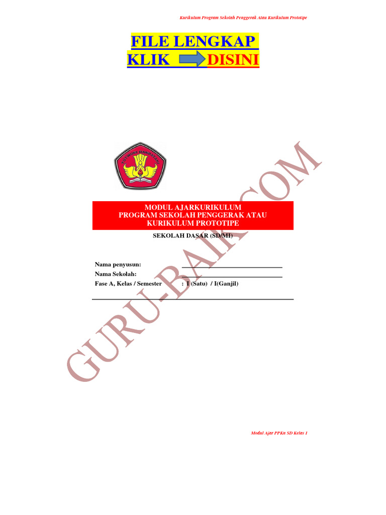 Modul Ajar PKN Kelas 1 | PDF